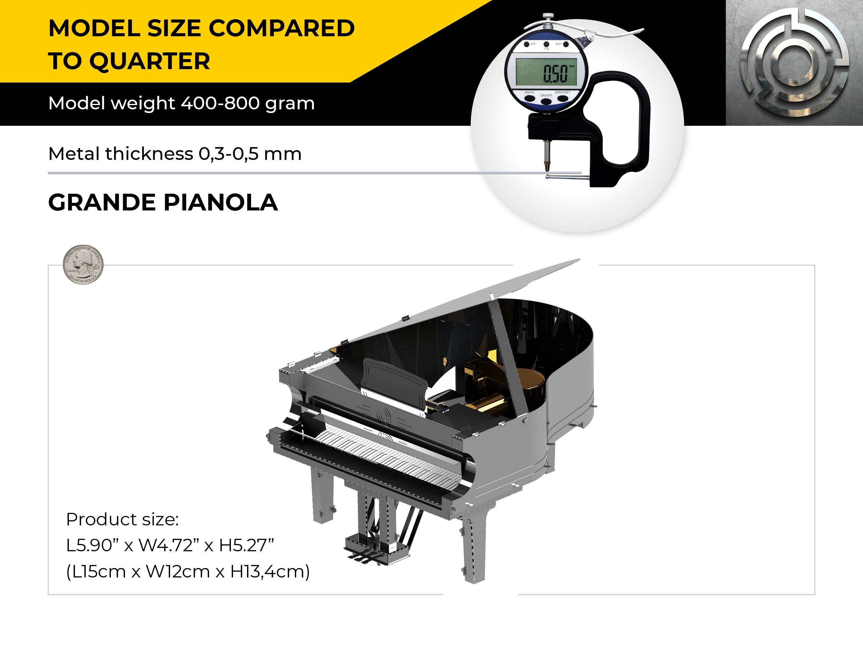 GRANDE PIANOLA PIANO - metal mechanical model by Metal Time ...